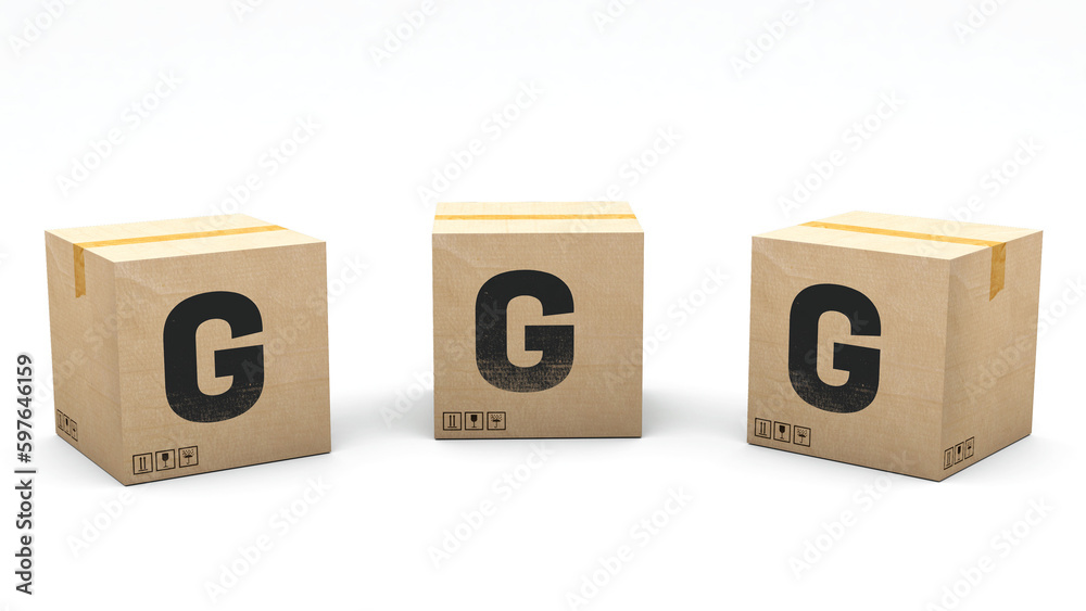 Krafte box with the letter G. Box made of paper in 3 different ...