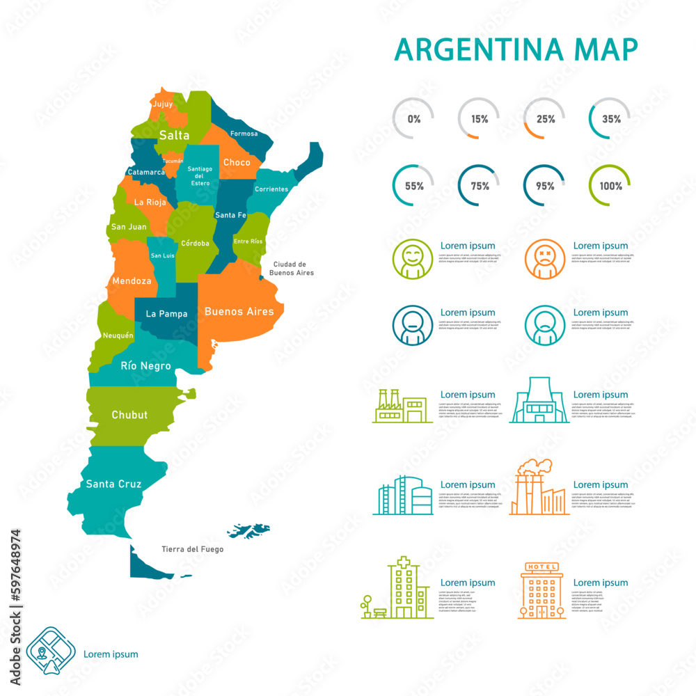 Argentina map and infographic of provinces, political maps of argentina ...