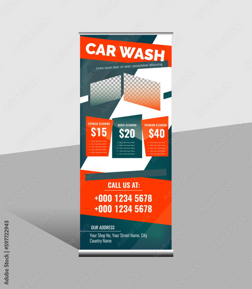 Car Wash Rollup Banner Template, pull up, advertisement, display banner ...