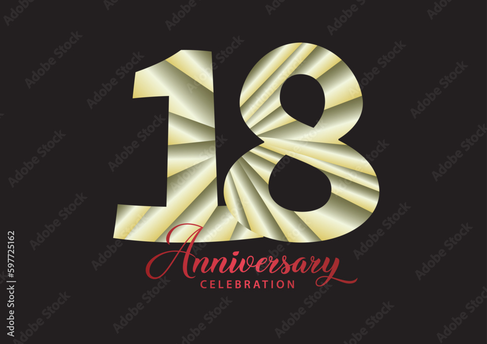 Vektor 18 year anniversary celebration logotype vector, 18 number ...
