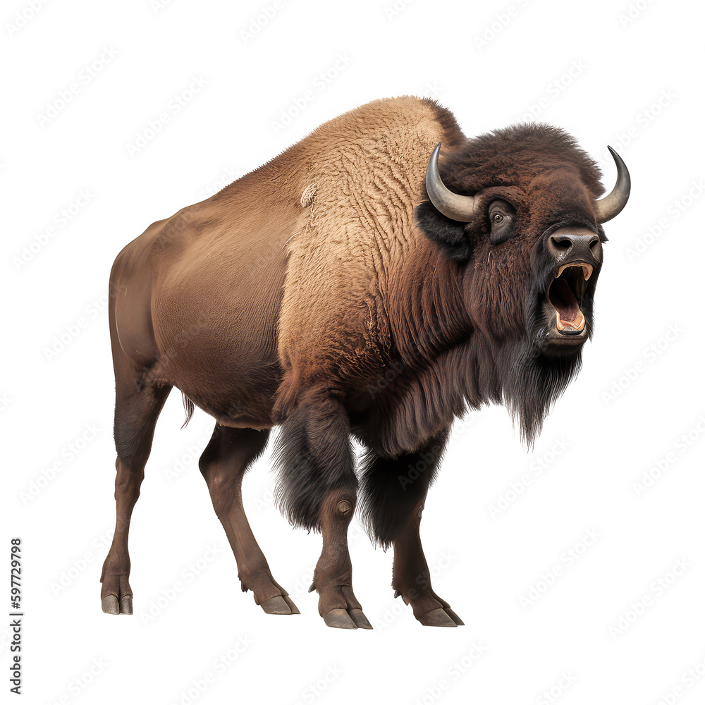 angry bison isolated on white background Stock Illustration | Adobe Stock