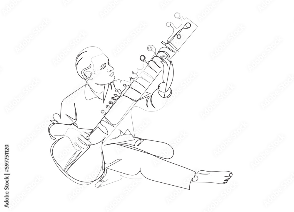 Sitar player vector and illustration in Indian music, Indian Musical ...