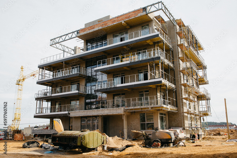 Building construction.Construction of a Monolithic-brick,multi storey ...