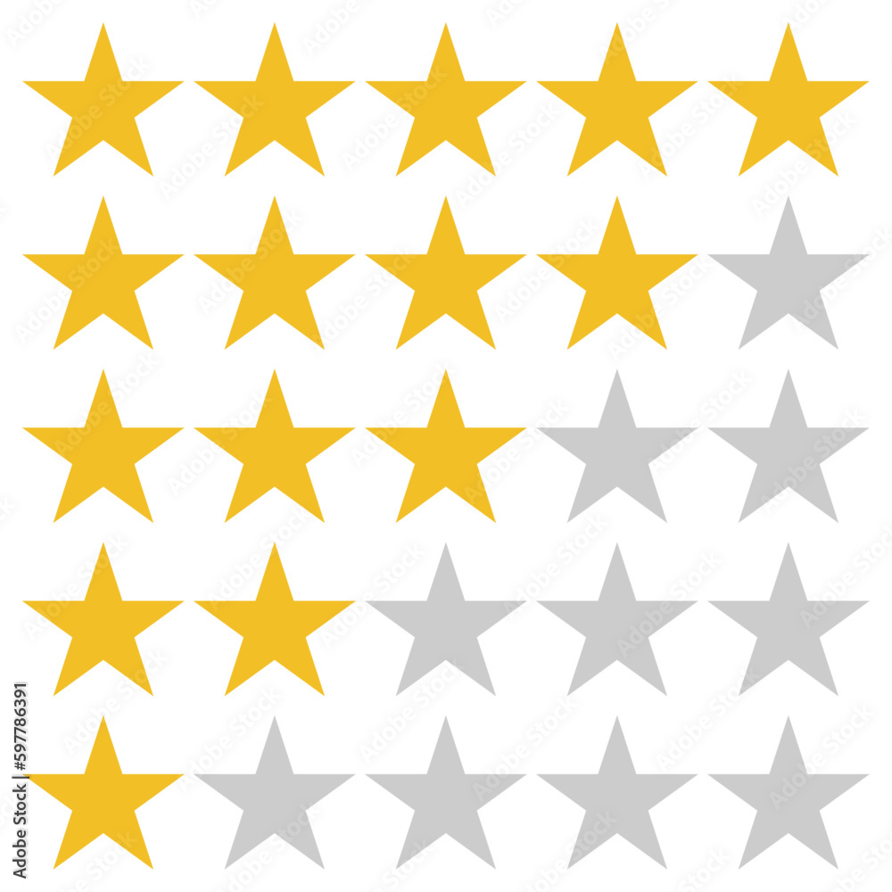Golden star rating system, visual representation of using yellow filled ... Golden star rating system, visual representation of using yellow filled ...