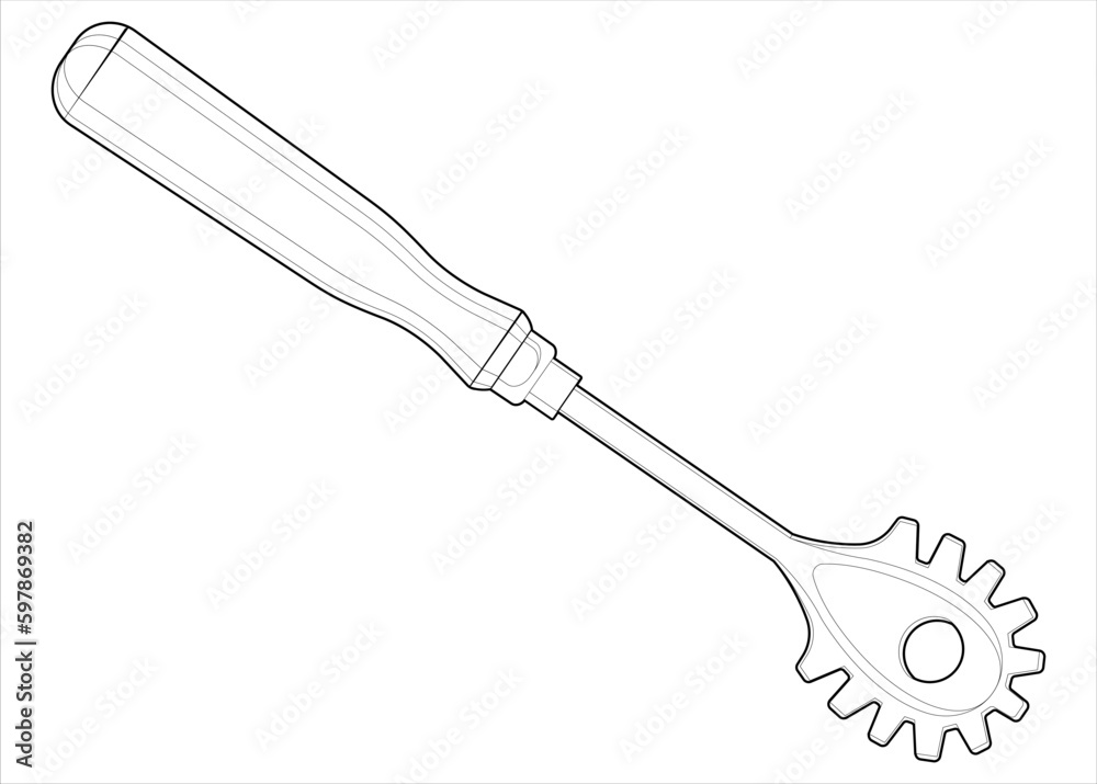 Coloring page. Pasta server realistic Illustration. Kitchen vector ...