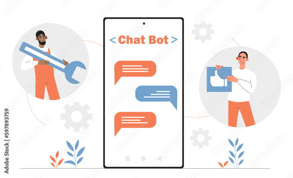 Image vectorielle Stock Technical online service. Chat bot feedback. IT ...