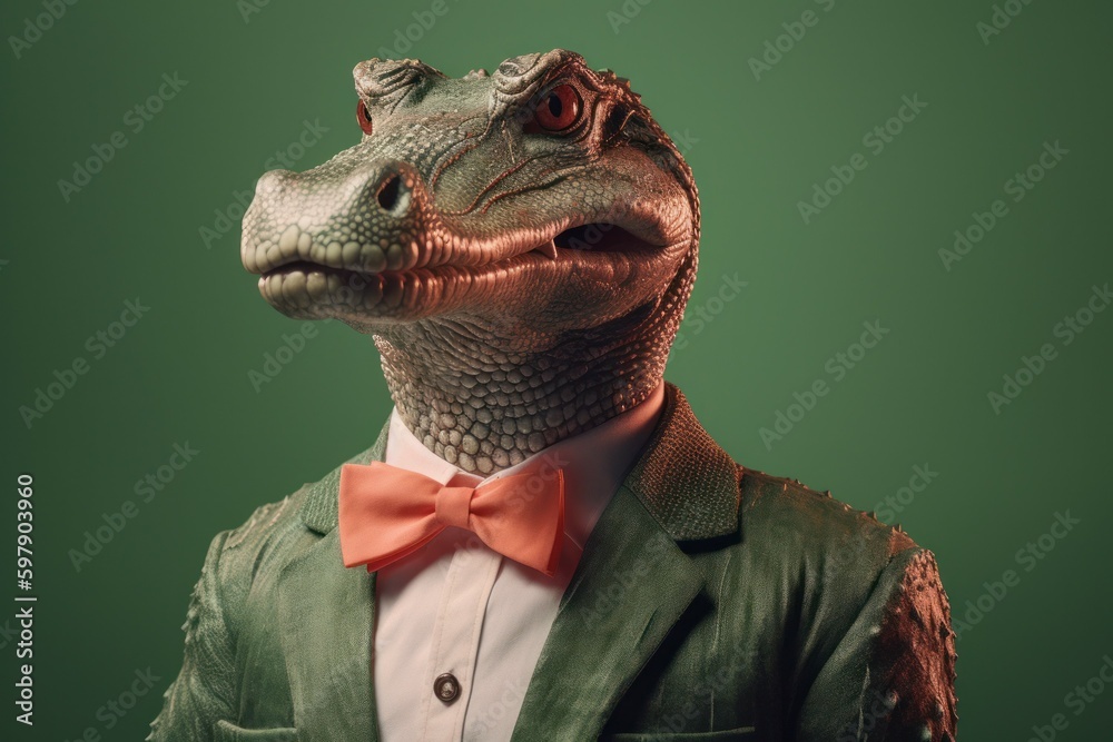 Anthropomorphic Alligator dressed in a suit like a businessman ...