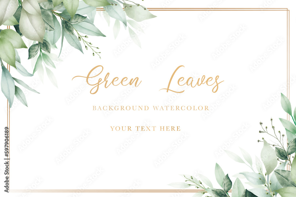 watercolor green leaves background Stock Vector | Adobe Stock