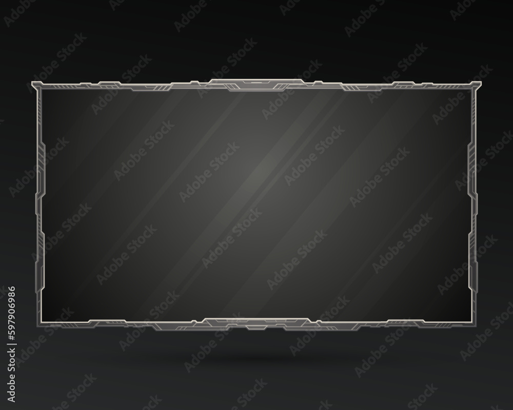 Futuristic silver border stream overlay webcam screen gui panel frame ...