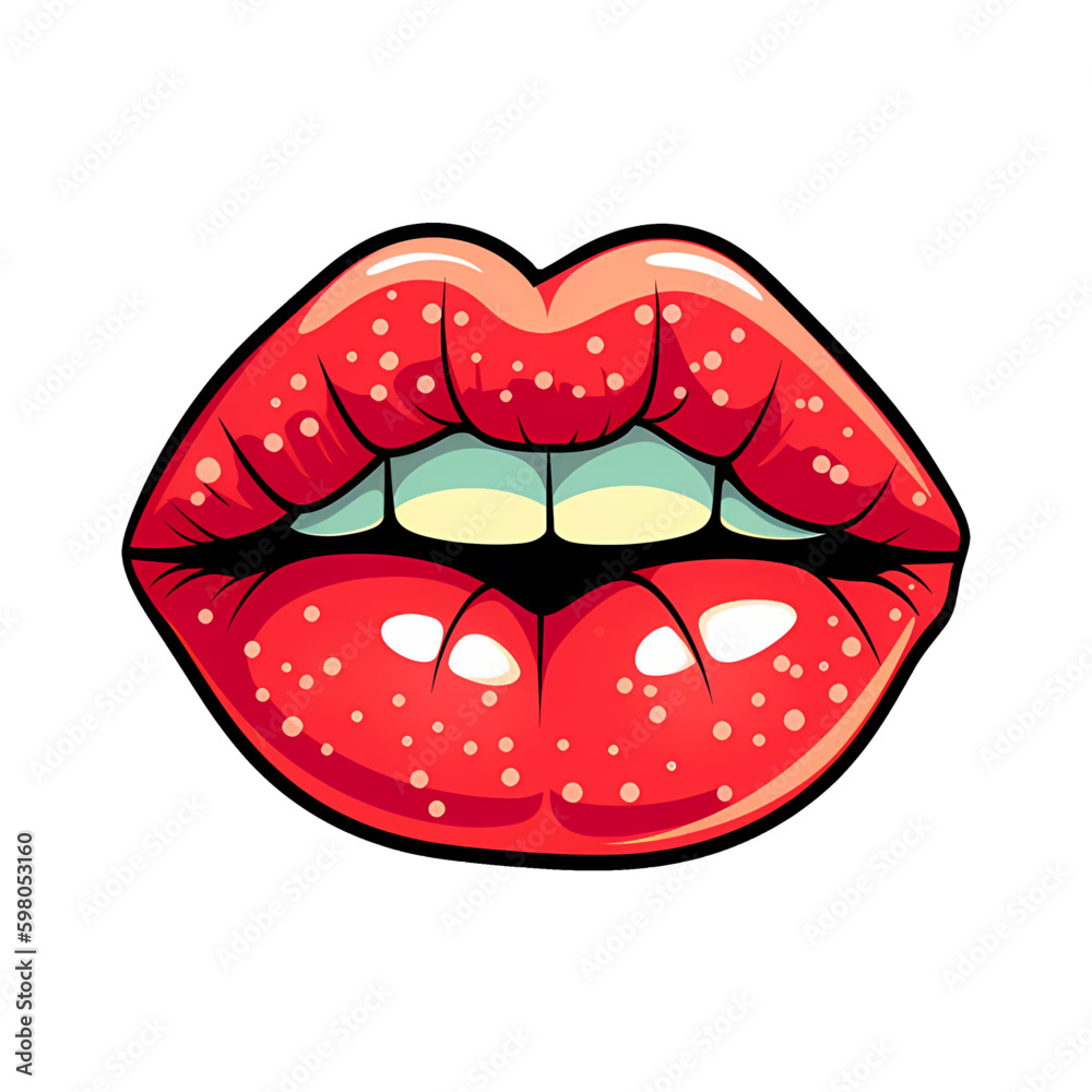 cartoon red lips illustration isolated Stock Vector | Adobe Stock