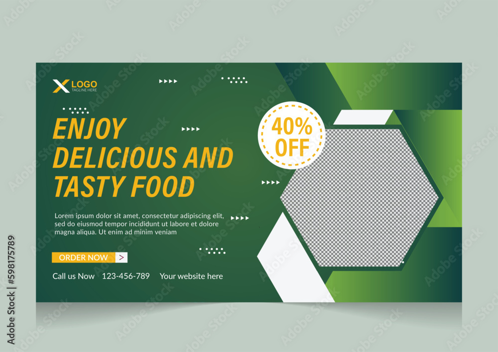 Asian food menu restaurant youtube thumbnail design template Stock ...