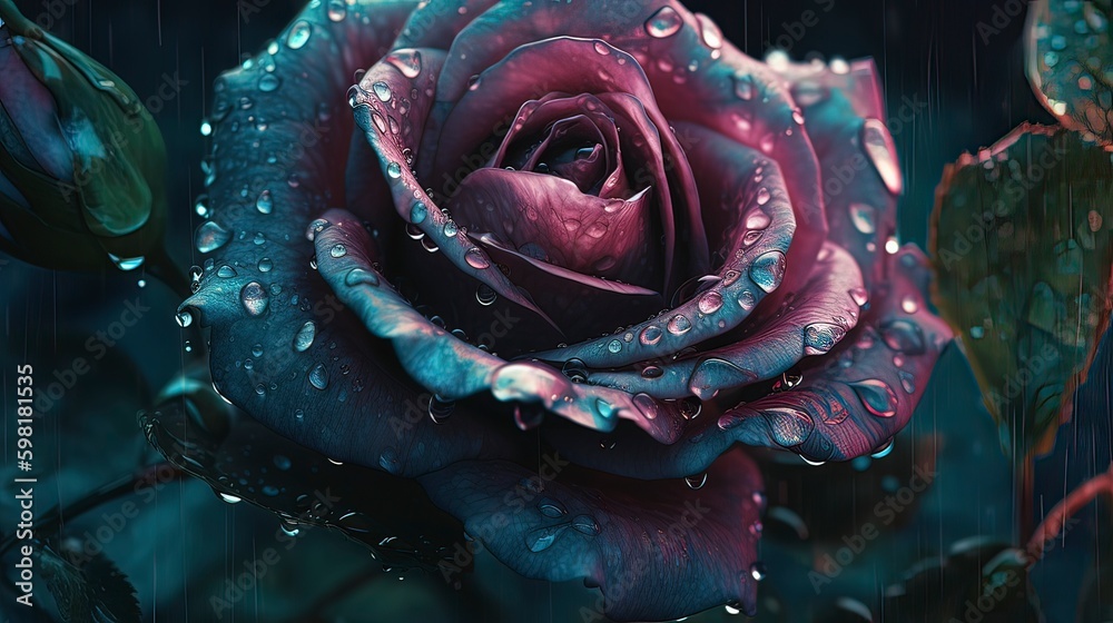 Black rose water drop wallpaper. Generative ai. Stock Illustration ...