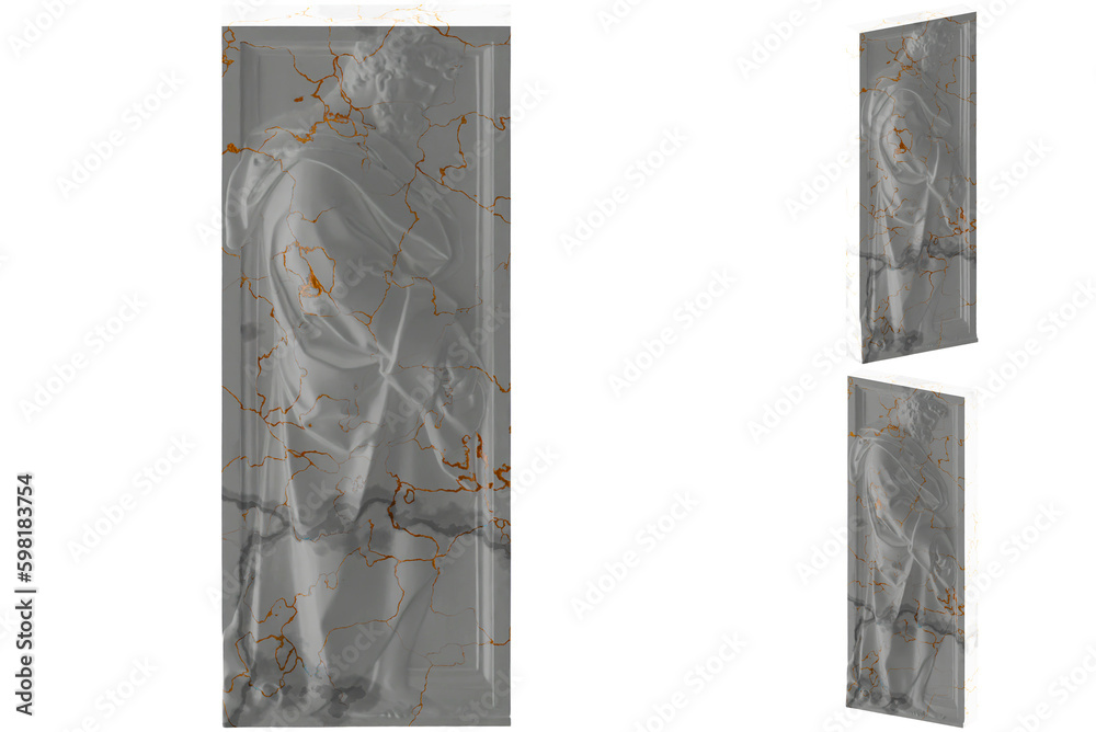 Caped man in white marble stone and gold material. Perfect for graphic ...