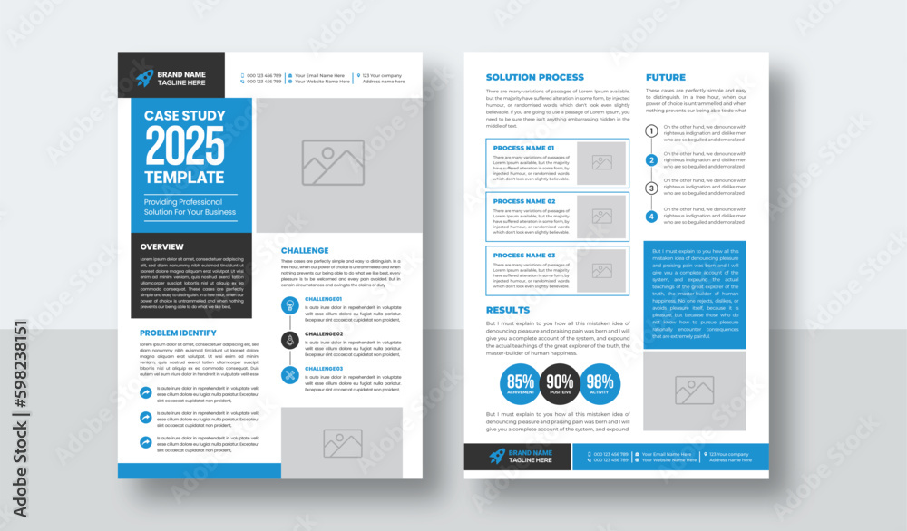 Case Study Template | Business Case Study Booklet Layout with blue ...
