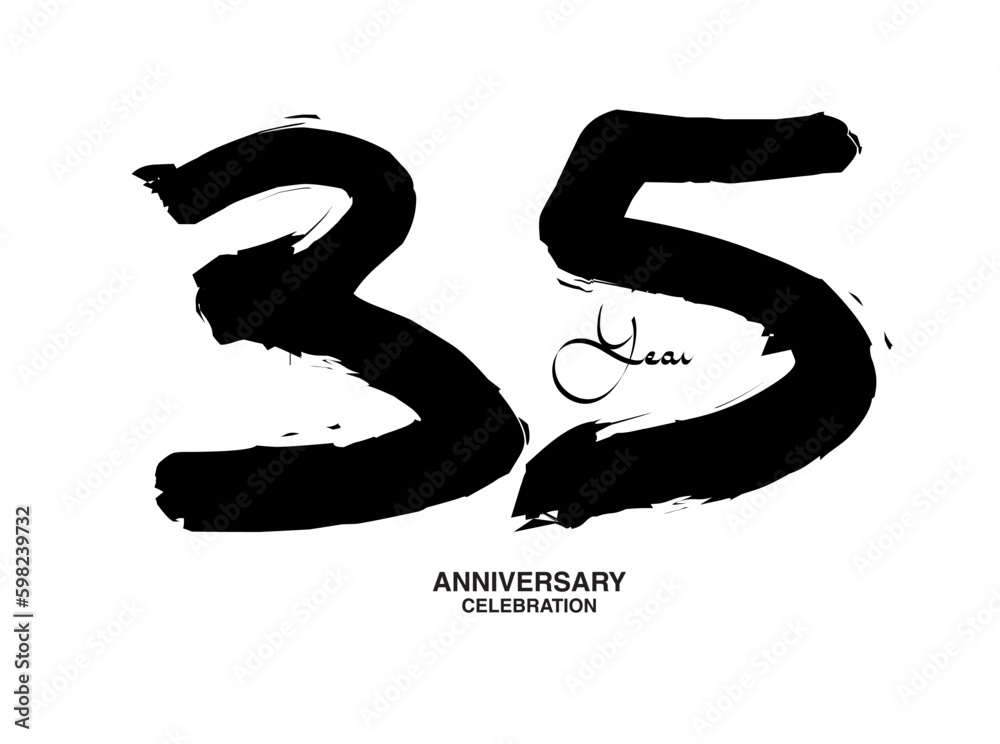 Vetor 35 Years Anniversary Celebration Vector Template, 35 number logo ...