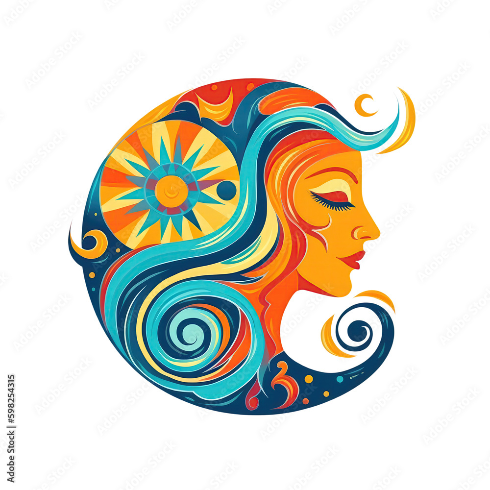 Stylized Representation Of The Sun And Moon Spa Logo . On An Isolated ...