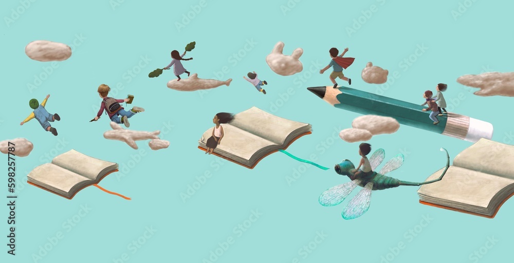 Education learning dream hope inspiration and freedom concept, girl and ...