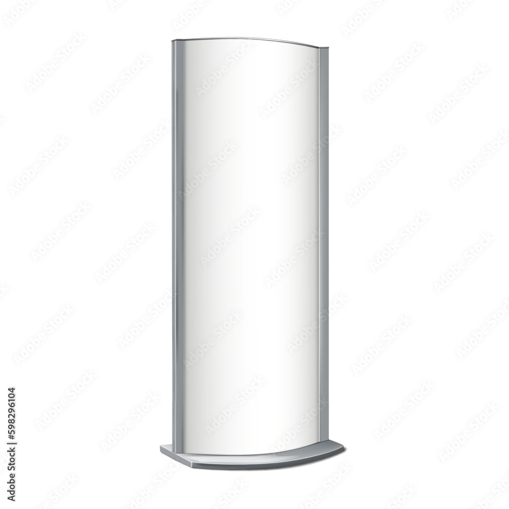 Freestanding poster display stand vector mockup. LED light box ...