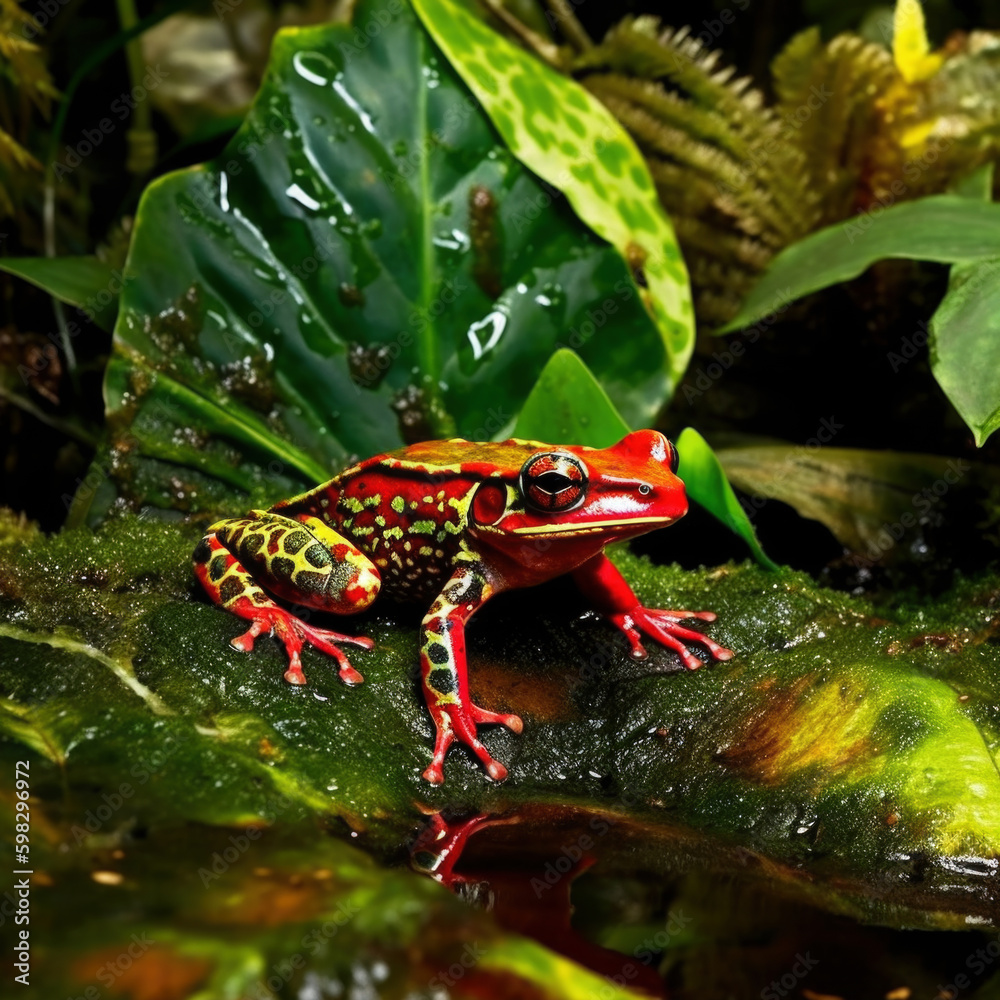 RANAS EXOTICAS TROPICALES DE COLORES VIVOS Stock Illustration | Adobe Stock