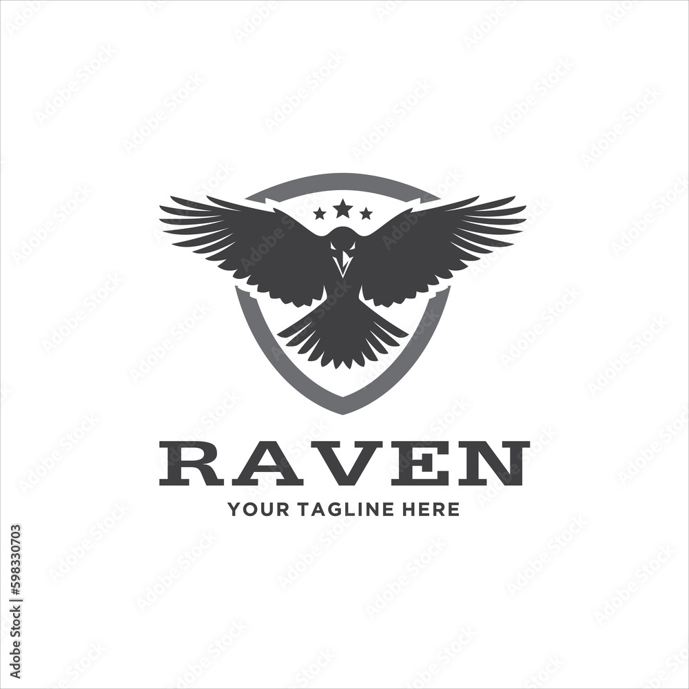 Raven Bird Logo Design Vector Image Stock Vector | Adobe Stock