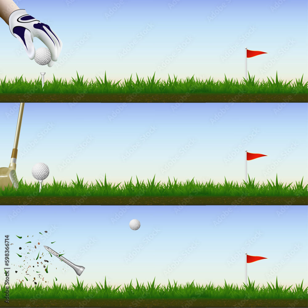 Visual drawing of golf ball and golf club beautiful start step by step ...