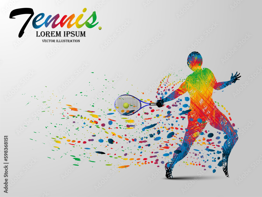 Visual drawing tennis sport movement of front view, healthy lifestyle ...