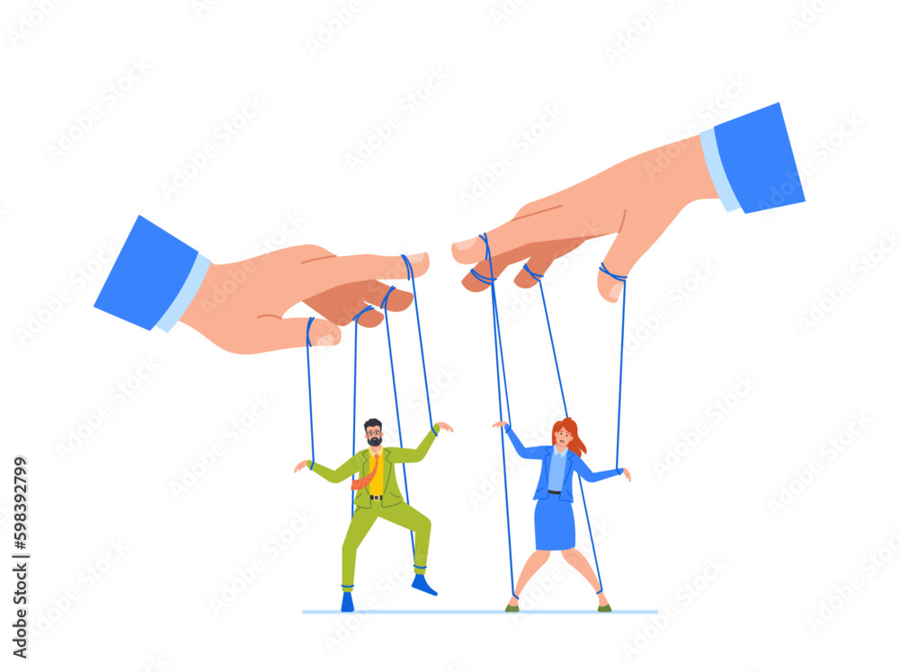 Boss Manipulates Puppet Male and Female Characters With Hand Control ...
