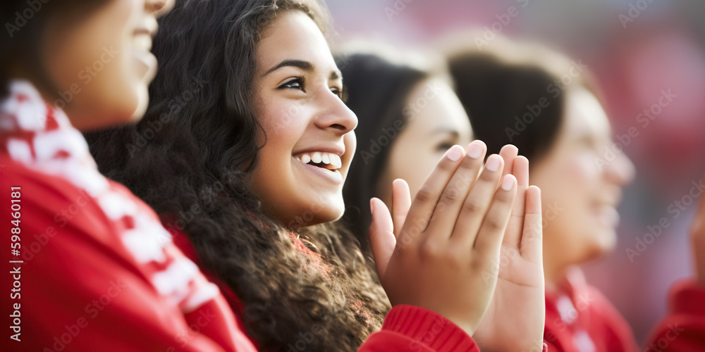 Fans cheering their team. Smiling, Happy teenage girl high school ...