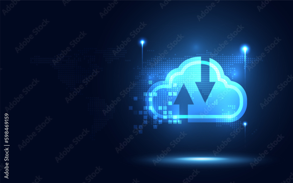 Cyber security Cloud computing blue abstract digital binary code background. Innovative ...