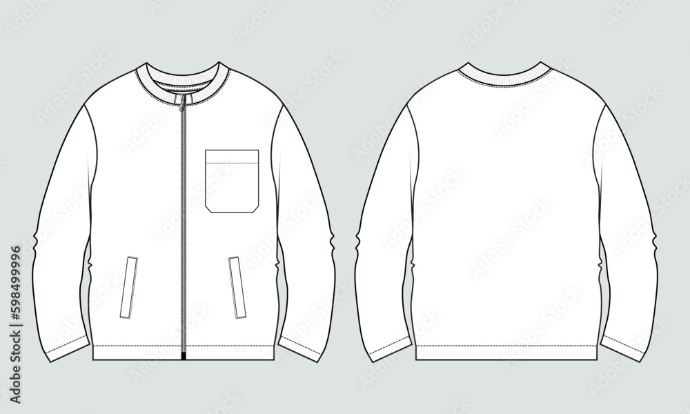 Long sleeve Sweatshirt technical drawing fashion flat sketch vector ...