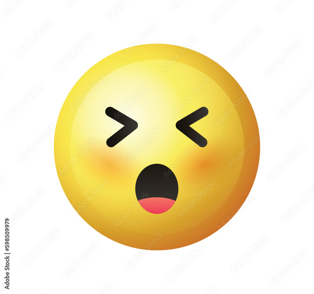 High quality emoticon isolated on white background. Screaming emoticon. Angry emoji. Upset ...