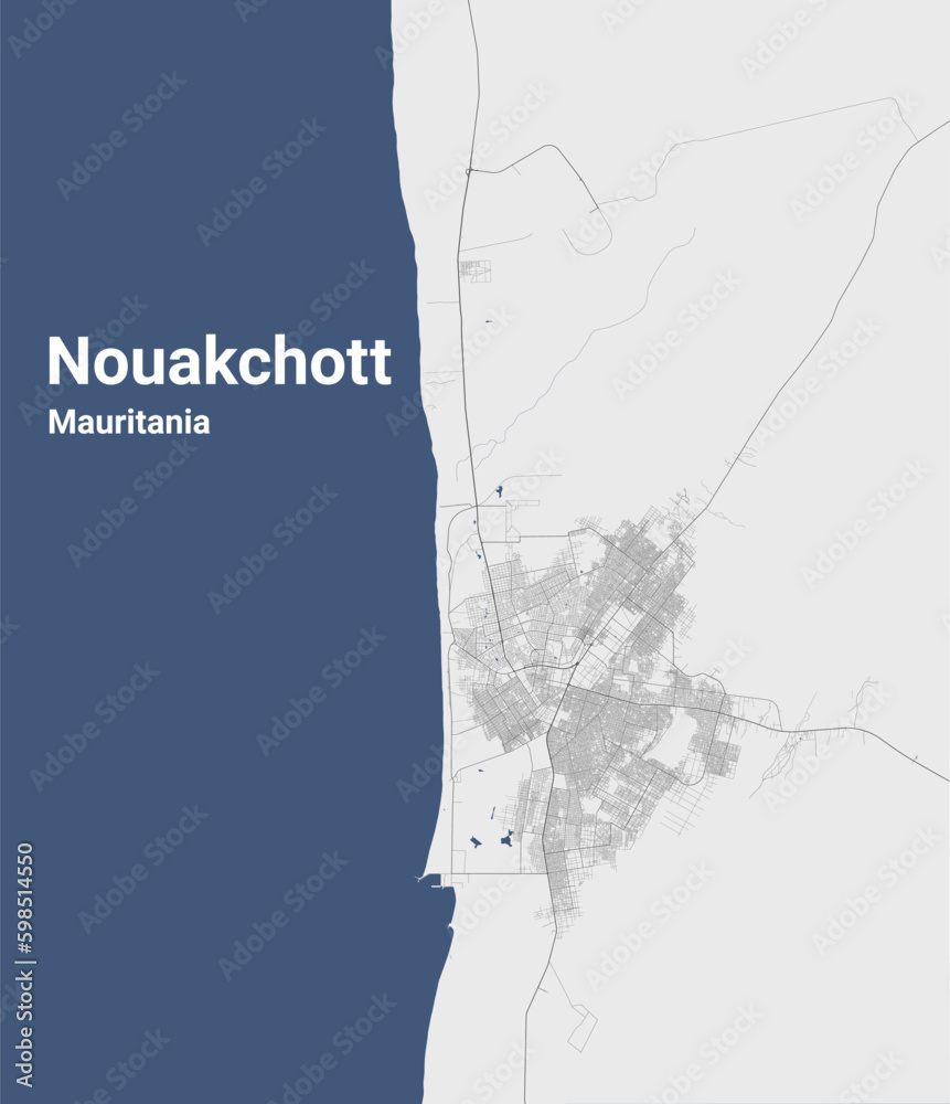 Nouakchott, Mauritania map. Detailed map of Nouakchott city ...