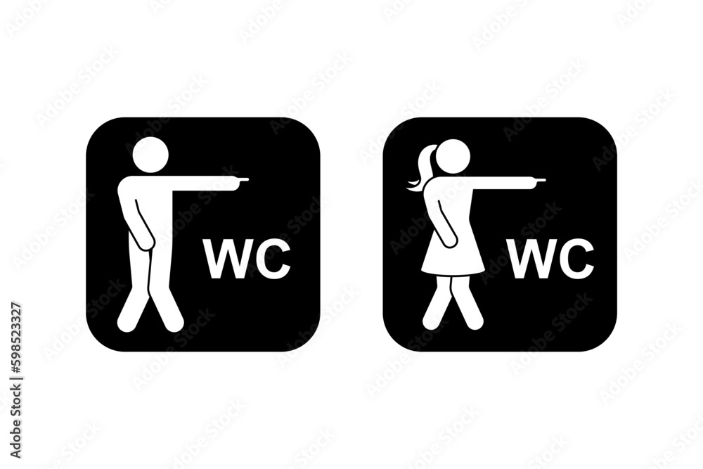 Public toilet man woman finger pointing direction access icon vector ...