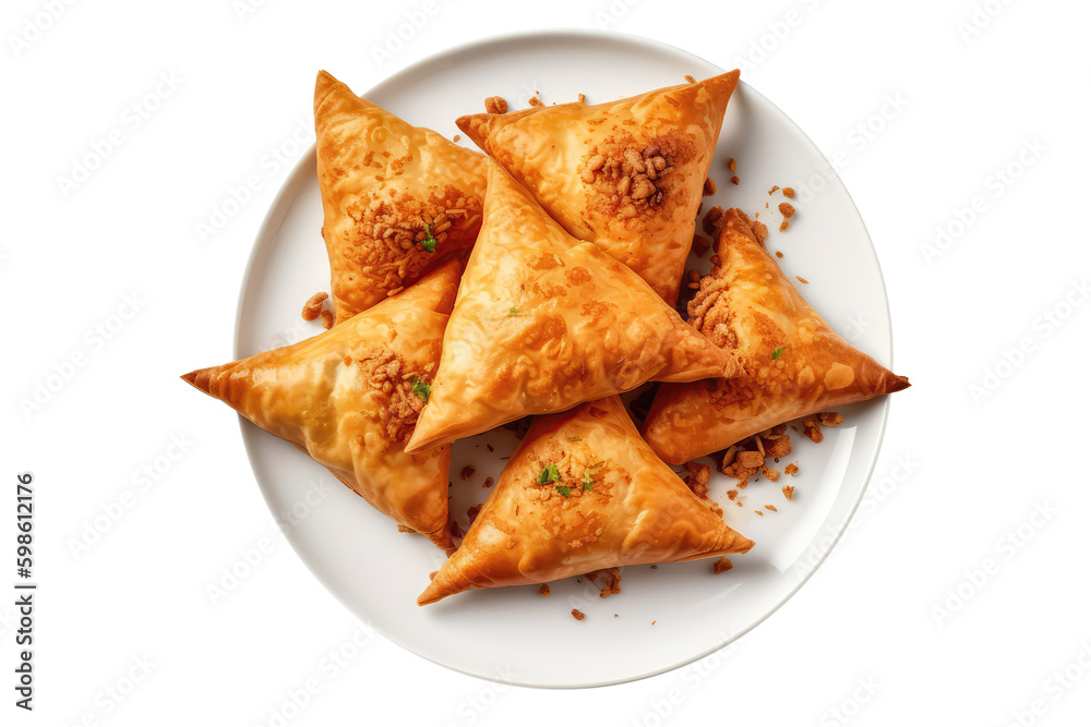 Fatayer On White Plate, Lebanese Dish. On An Isolated Transparent ...
