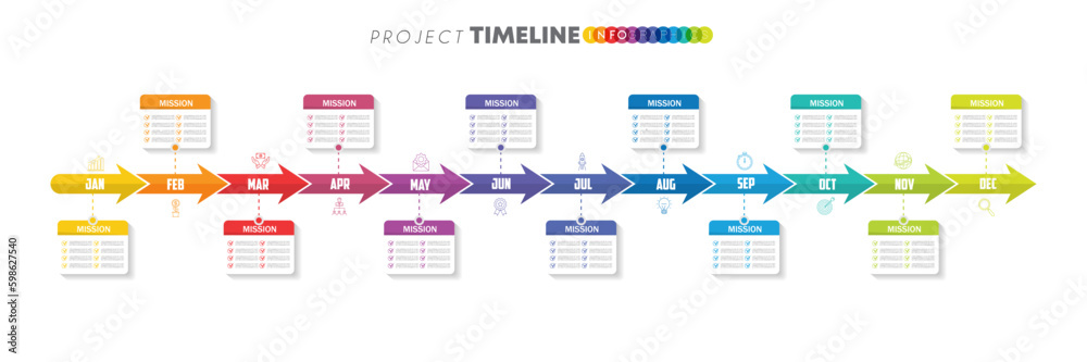 infographic Project timeline graph for 12 months modern diagram ...