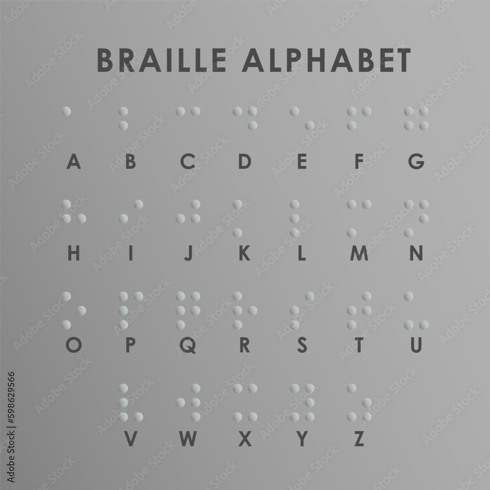 Braille alphabet grey color isolated editable vector. Braille alphabet ...