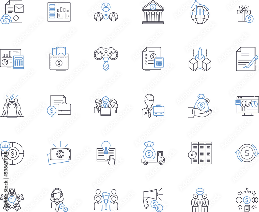 Taxation and compliance line icons collection. IRS, Audit, Deductions ...