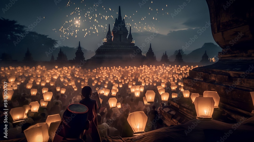 Vesak day in Borobudur temple, buddhist from around the world come to ...