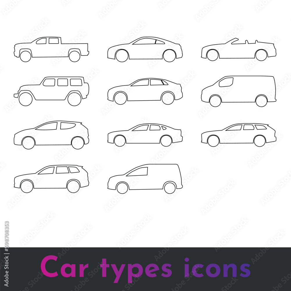 Car body types vector illustration for web Stock Vector | Adobe Stock