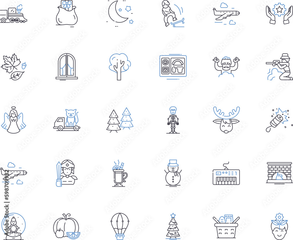 Festivity firm line icons collection. Celebrations, Decorations, Events ...