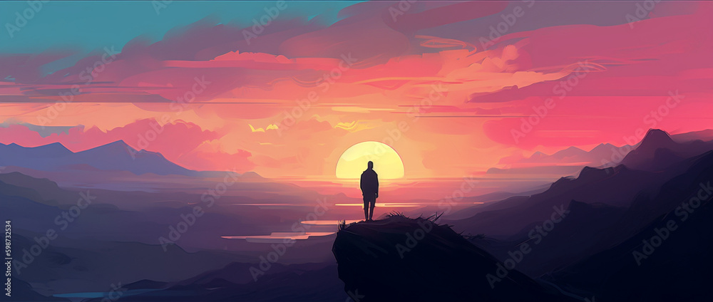 Heroic Anime Character Braving Extreme Weather - American Canyon, High ...