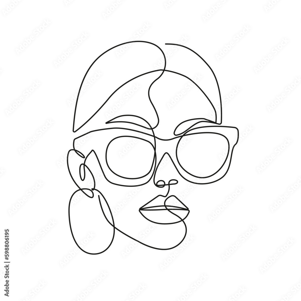 Woman Glamour Face One Line Drawing. Female Head Minimalist Line ...
