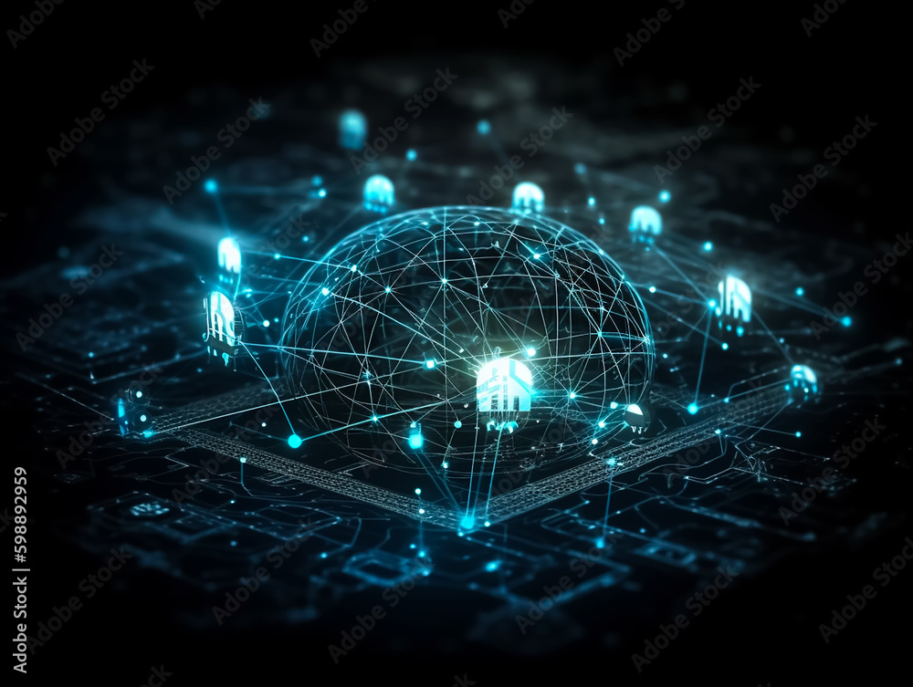 digital technological neural network map infographic. Generative AI ...