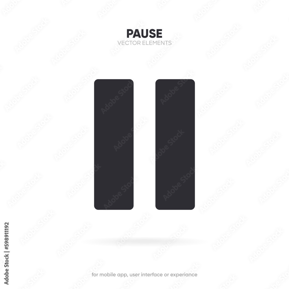 Pause icon push button isolated on white background. Multimedia, stop song end symbol modern ...