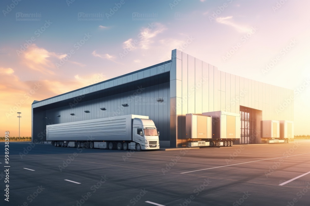 Innovative modern logistics warehouse center complex building exterior ...