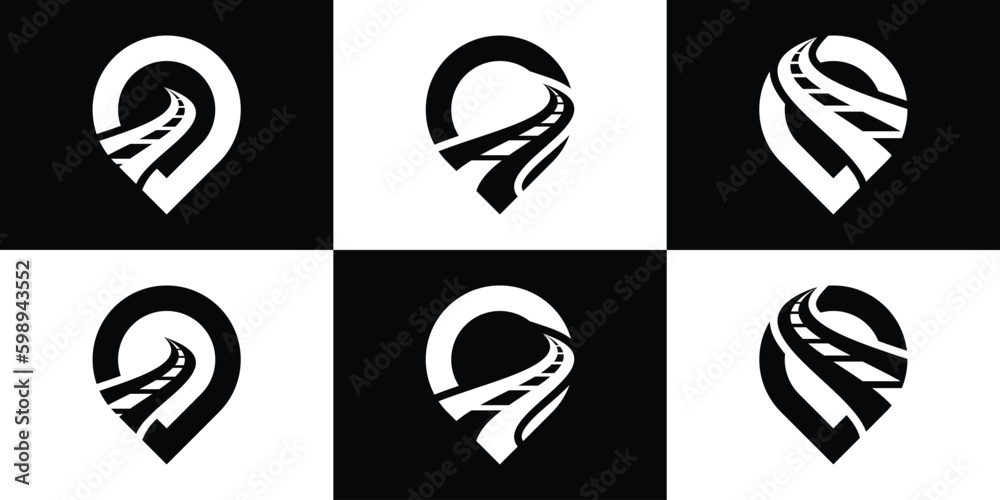 road map logo design,location points and route map icon vector ...