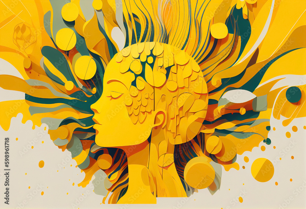 Human figure in a surreal and abstract vision of itself. Concept of ...