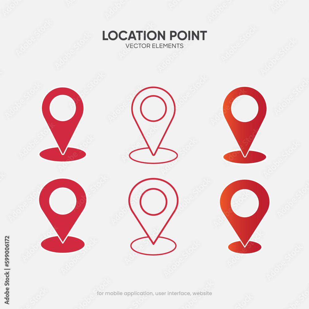 Target pin point icon. Red map location pointer icon symbol sign. Gps ...