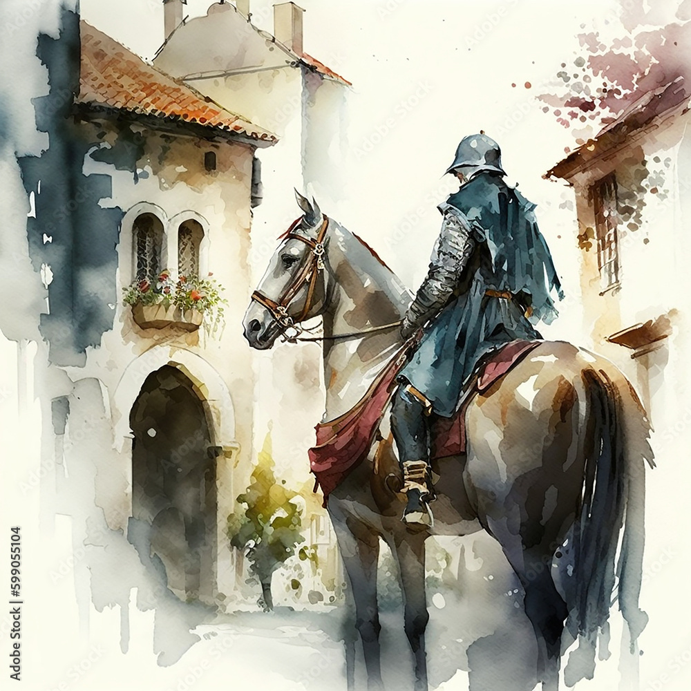 Medieval Knight Watercolor Art v3, 300 DPI PNGs, High Resolution ...