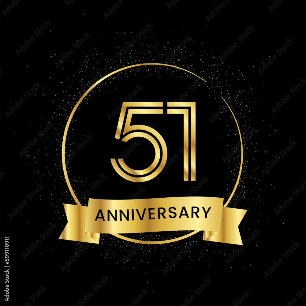 51 years anniversary inside a golden circle and glitter spread on a ...